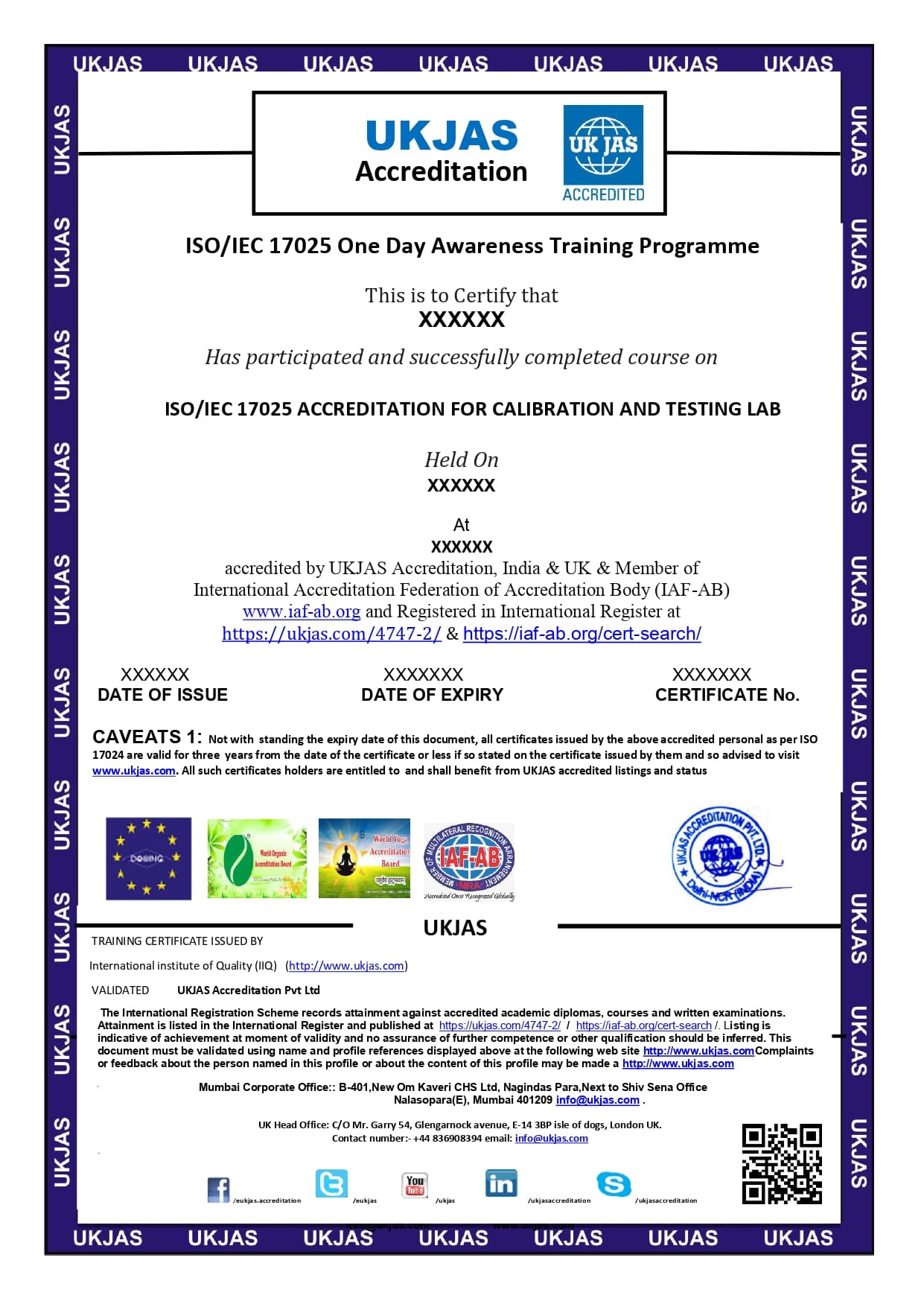 ISO/IEC 17025 ACCREDITATION FOR CALIBRATION AND TESTING LAB